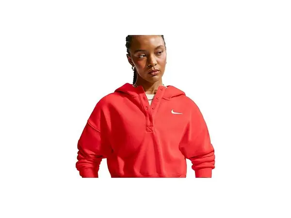 Nike Phoenix Fleece Oversized Crop Henley Hoodie - Orange