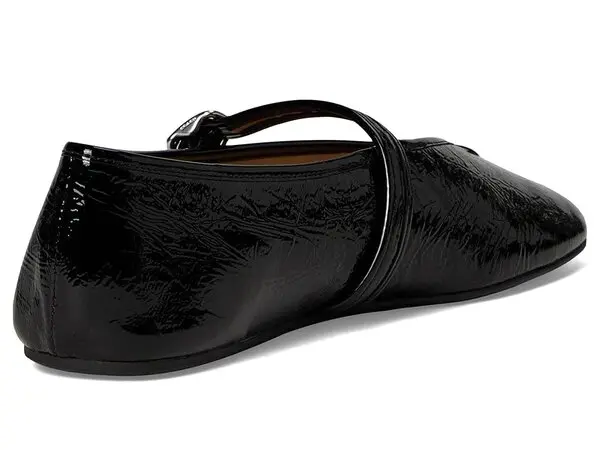 COACH Sculpted C Crinkle Patent Leather Mary Jane Flat Shoes - Black