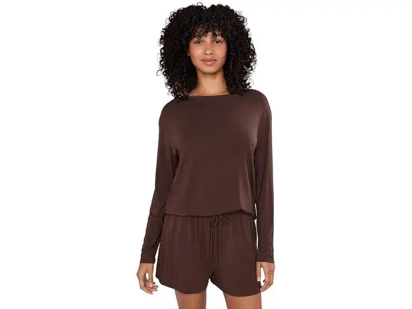 Eberjey Gisele Modal Long Sleeve Top - Chocolate