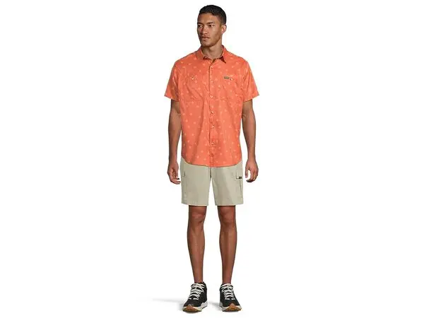 Columbia Utilizer Printed Woven Short Sleeve Clothing Tuscan Sundot Tonal - Orange