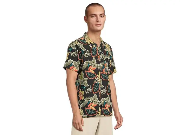 Columbia Tech Trail Utility Printed Woven Short Sleeve Clothing Pasteled - Black