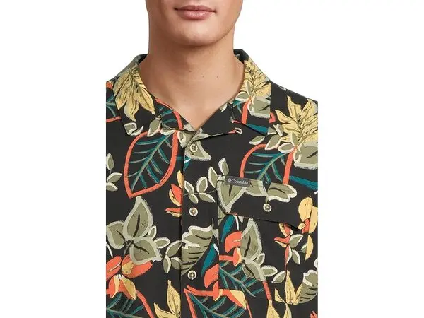 Columbia Tech Trail Utility Printed Woven Short Sleeve Clothing Pasteled - Black