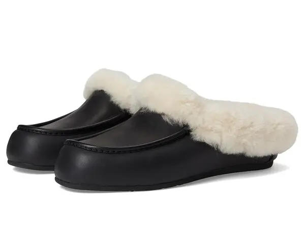 UGG Ansley Mule Leather Slippers - Black