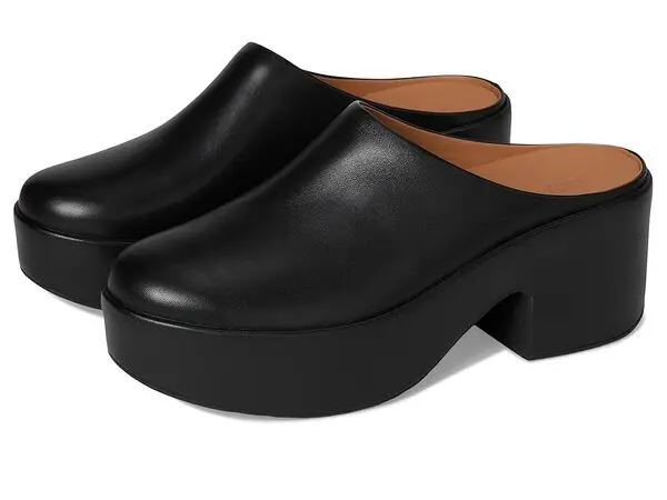 Fitflop Leather Platform Heeled Mules - Black