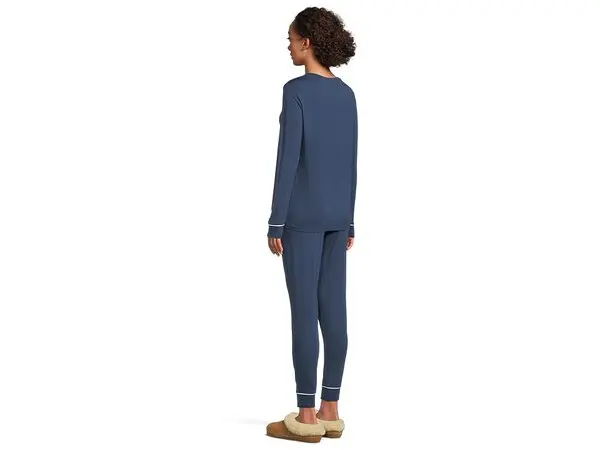 Eberjey Gisele Crew Neck Pajama Set Pajama Sets Navy/ivory - Blue