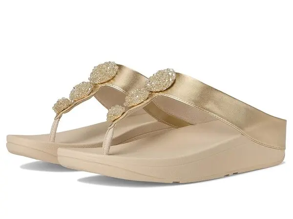 Fitflop Metallic Beadie-button Wedge Sandals - Gold