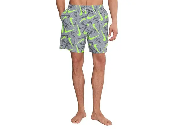 Nike Breaker Print 7 Volley Swim Trunks - Gray