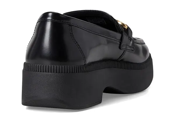 Fitflop F-luma Chunky-snaffle Box-leather Demi-wedge Loafers - Black