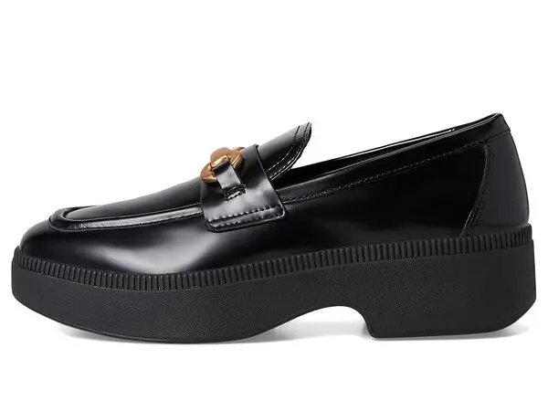 Fitflop F-luma Chunky-snaffle Box-leather Demi-wedge Loafers - Black