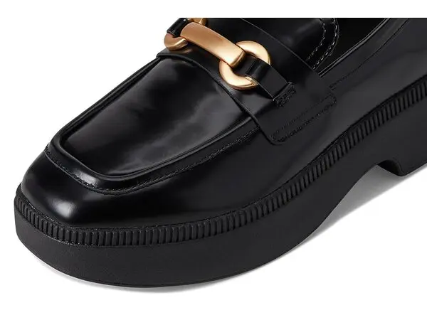 Fitflop F-luma Chunky-snaffle Box-leather Demi-wedge Loafers - Black