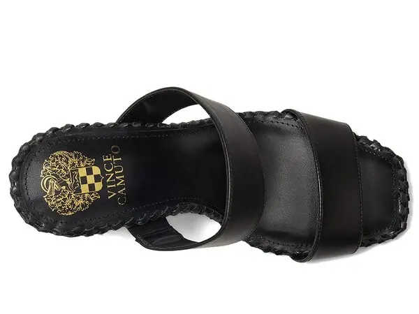 Vince Camuto Kaden Stitched Block Heel Mule Sandals - Black