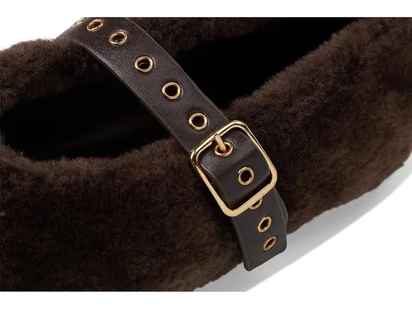 Madewell The Remy Mary Jane Flat Shoes With Faux Fur And Buckle Strap - Brown