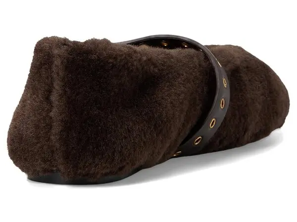 Madewell The Remy Mary Jane Flat Shoes With Faux Fur And Buckle Strap - Brown