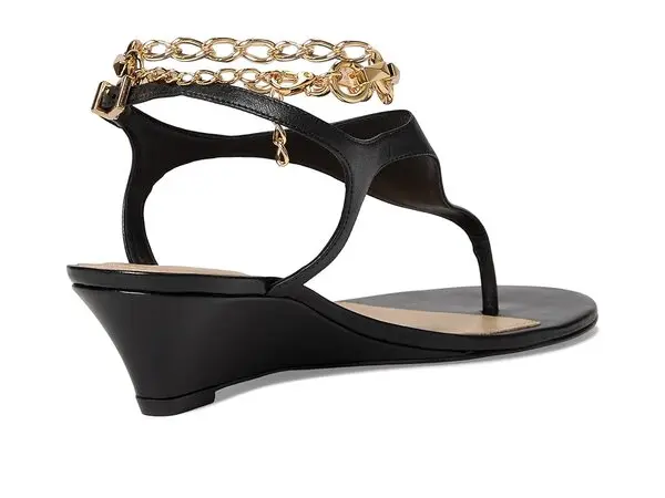 Schutz Lys Wedge Sandals With Chain Ankle Detailing - Black