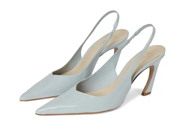 Schutz Lexi Mid Slingback Pointed Toe Stiletto Heels - Black