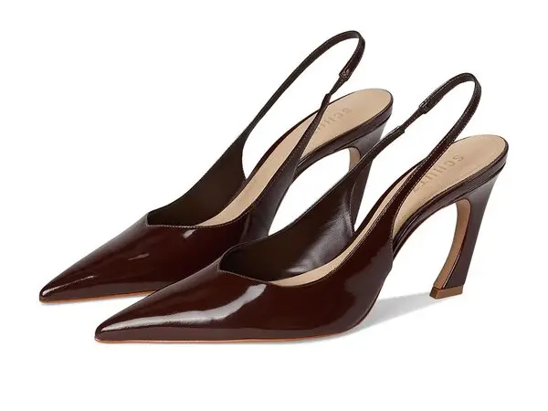 Schutz Lexi Mid Slingback Pointed Toe Stiletto Heels - Brown