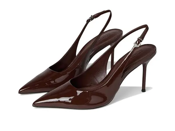 Schutz Paola Pointed Toe Stiletto Slingback Heels - Brown