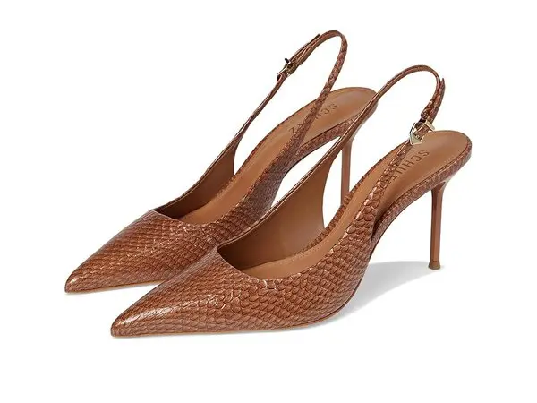 Schutz Paola Pointed Toe Stiletto Slingback Heels - Taupe