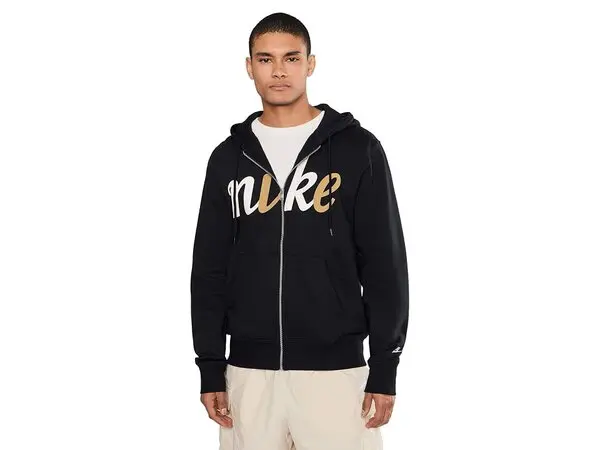 Nike Club Full-zip Fleece Hoodie - Black/black/sail