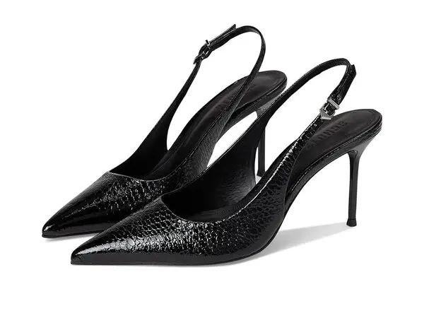 Schutz Leona Pointed Toe Stiletto Slingback Sandals - Black