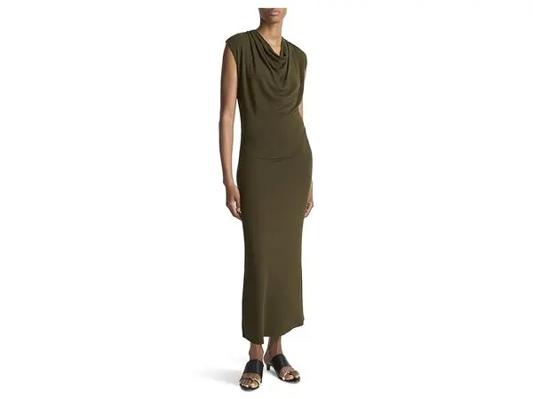 Vince Cap Sleeve Draped Cowl Neck Dress