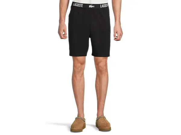 Lacoste Graphic Waistband Pajama Shorts - Black