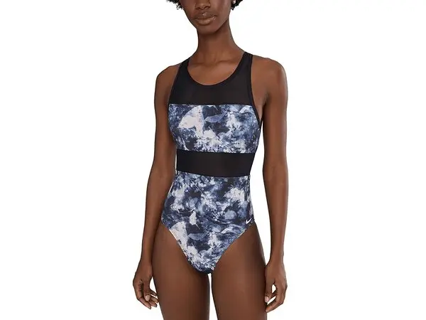 Nike Frozen Floral V-back One Piece Swimsuit - Black