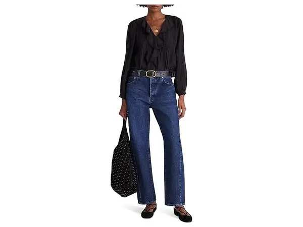 Madewell Pieced Barrel Jeans In Mckinney Wash - Navy