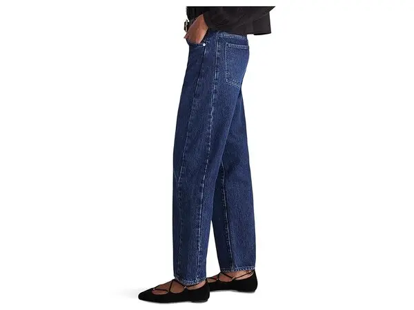 Madewell Pieced Barrel Jeans In Mckinney Wash - Navy
