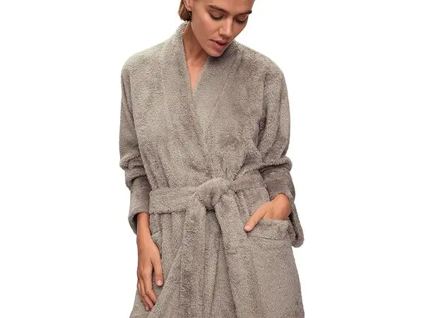 Eberjey Renewplush Long Robe Pajama Ivory - Brown