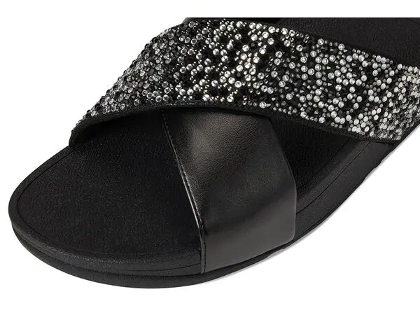 Fitflop Lulu Crystal-mix Metallic Cross Slides - Black