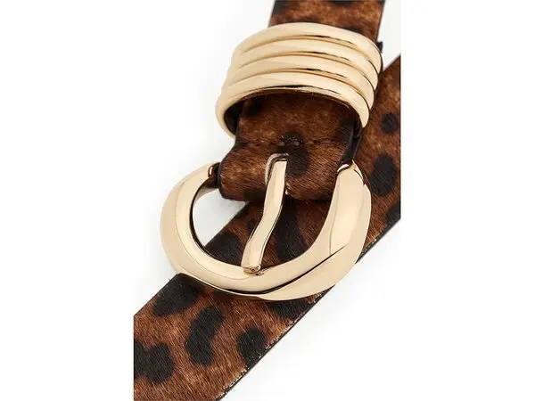 Madewell Inez Belt Leopard Print Haircalf Belt With Gold Tone Buckle - Multi