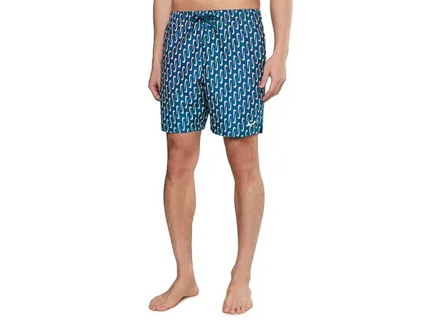 Nike Breaker Swoosh Link 7 Brief Lined Volley Swim Trunks - Blue