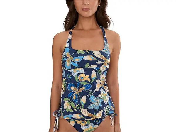 Nike Hot House Floral Square Neck Tankini Swimwear - Navy