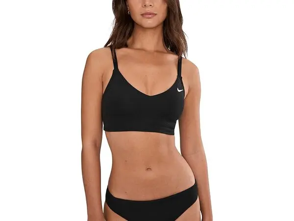 Nike Line Wave Jacquard V Neck Midkini Top - Black