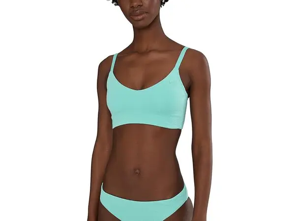 Nike Line Wave Jacquard V Neck Midkini Top - Blue