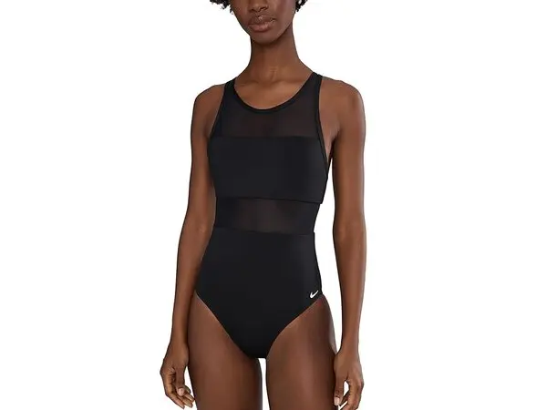 Nike Mesh V-back One-piece Swimsuit - Black