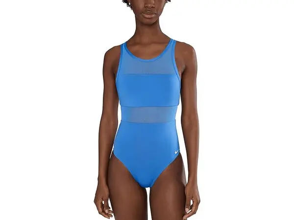 Nike Mesh V-back One-piece Swimsuit - Blue