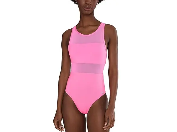 Nike Mesh V-back One-piece Swimsuit - Pink