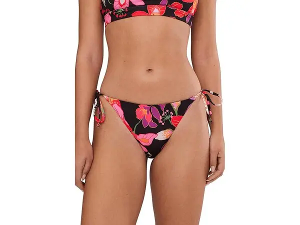 Nike Hot House Floral Tie String Bikini Bottom - Black