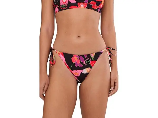 Nike Hot House Floral Tie String Bikini Bottom - Black