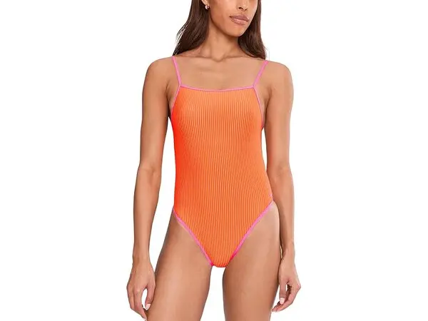 Nike Ripple Texture Squareneck One Piece Swimsuit - Pink