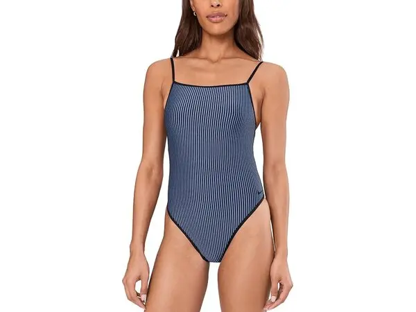 Nike Ripple Texture Squareneck One Piece Swimsuit - Slate