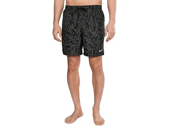 Nike Breaker Tossed Swoosh 7" Lined Volley Swimwear - Black