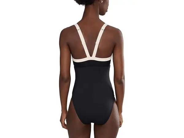 Nike Color Block V-back One Piece Swimsuit - Black