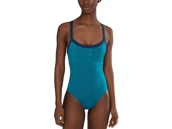 Nike Color Block V-back One Piece Swimsuit - Blue