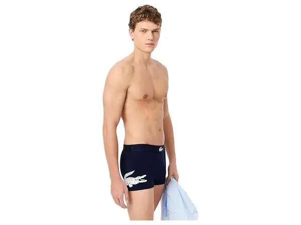 Lacoste Cotton Stretch Big Croc Print Trunks, 3-pack Underwear Navy Blue/white/gray