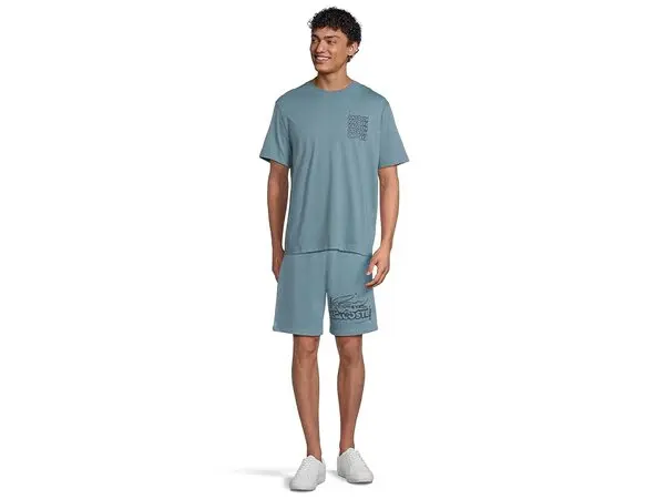 Lacoste Classic Fit Distorted Graphic T-shirt T Shirt Blue/ Blue