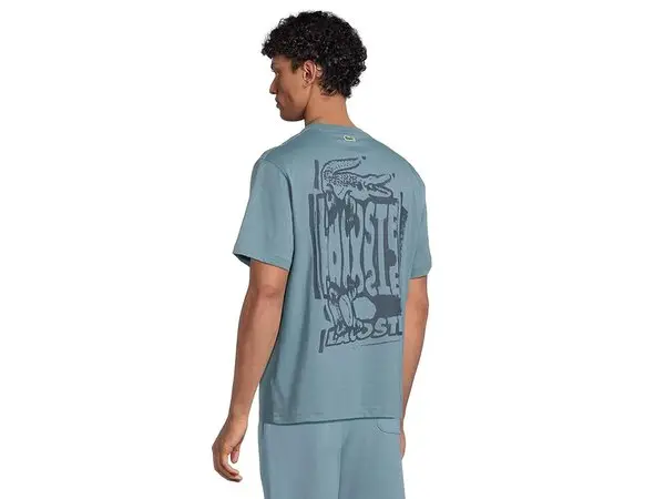 Lacoste Classic Fit Distorted Graphic T-shirt T Shirt Blue/ Blue