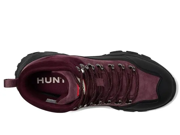 Hunter Jasper Suede Lace-up Boots - Red